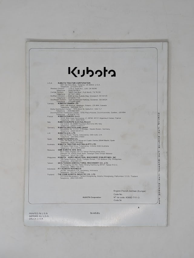 Kubota RCK72P-F36, RCK72R-F36, RCK60P-F36, RCK60R-F36 Operators Manual ...